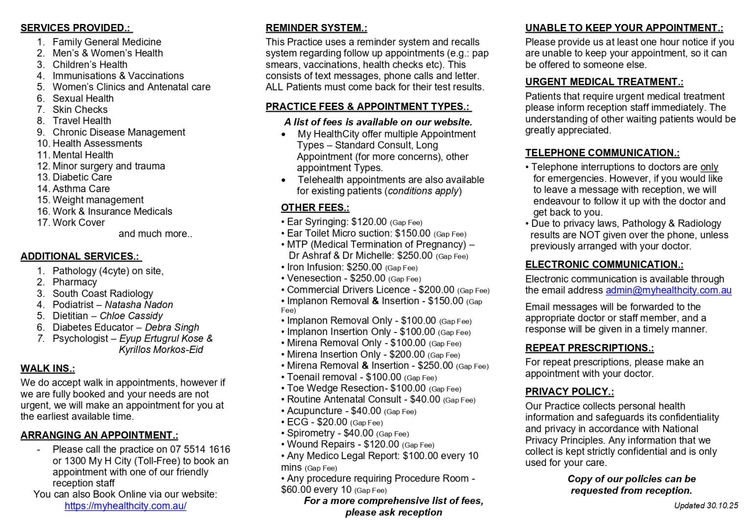 My HealthCity | Pimpama Practice Information | Pimpama Practice ...